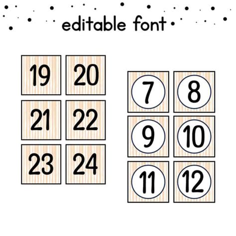 Printable Calendar Number Labels Cubbies Labels Book Bin Labels Numbers