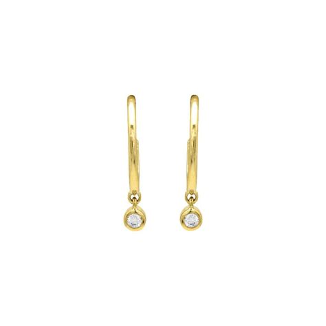 14k Gold Diamond Drop Huggies