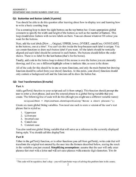 Assignment 3 Strings Chars And Loops Department And