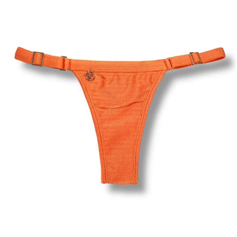 Veja Aqui Tanga Fany Tangerina Biquíni Cor Lisa Semi Fio Marquinha