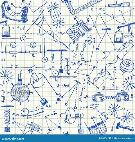 Physics Doodles Seamless Pattern Stock Vector Illustration Of Hand