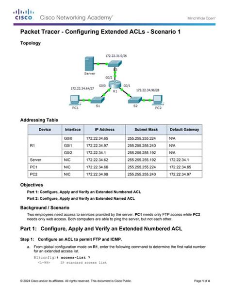 41110 Packet Tracer Configuring Extended Acls Scenario 1