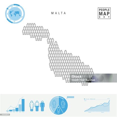 Malta People Icon Map Stylized Vector Silhouette Of Malta Population
