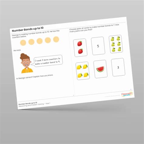Year 1 Number Bonds To 10 Reasoning And Problem Solving Resource Classroom Secrets