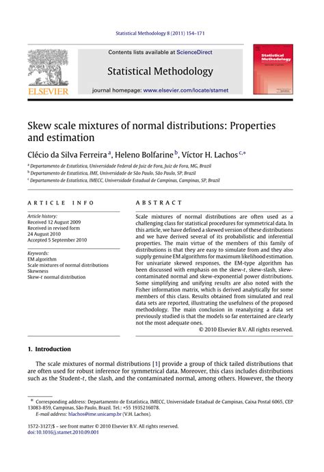 Pdf Skew Scale Mixtures Of Normal Distributions Properties And