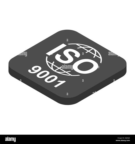 Iso 9001 Isometric Icon Standard Quality Symbol Vector Button Sign Isolated On White