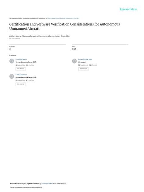 Torens Aiaa Certification Of Sw Verification Considerations For Autonomous Unmannd Ac Pdf