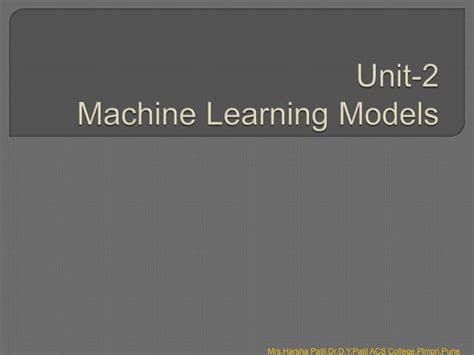 Intro Of Machine Learning Models Pptx
