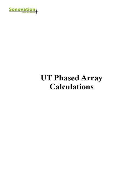 Phased Array Calculations With Answers Pdf Wavelength Aperture