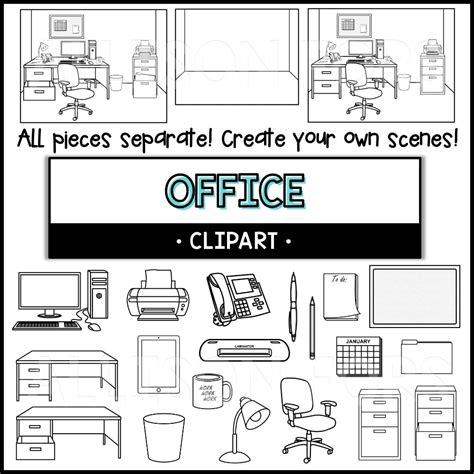Work In Office Clipart Black