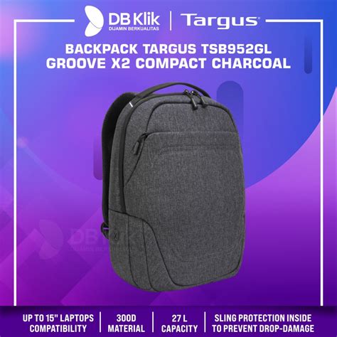 Backpack TARGUS TSB952GL GROOVE X2 COMPACT 15 Charcoal Black TSB952