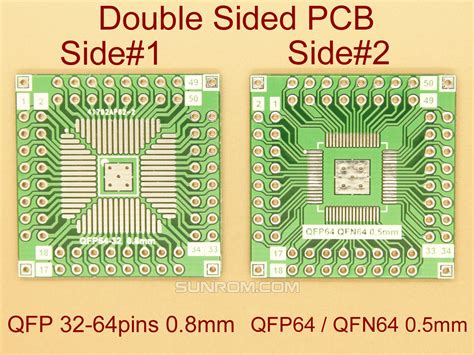 QFP64 QFN64 0 5mm 0 8mm Adapter PCB 4655 Sunrom Electronics