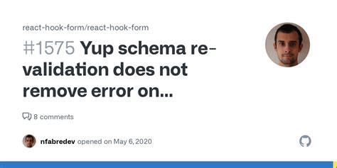 Yup Schema Re Validation Does Not Remove Error On Dependent Select Fields · Issue 1575 · React