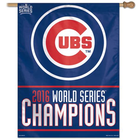 Chicago Cubs Banner 27x37 Vertical 2016 World Series Champs Design Co