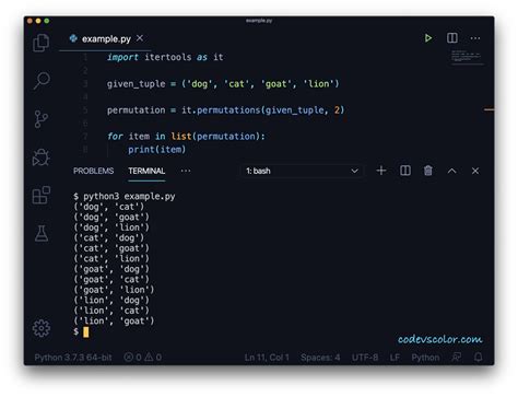 how to calculate permutation in python codevscolor