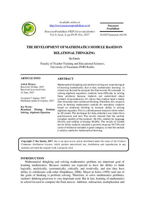 Pdf The Development Of Mathematics Module Based On Relational