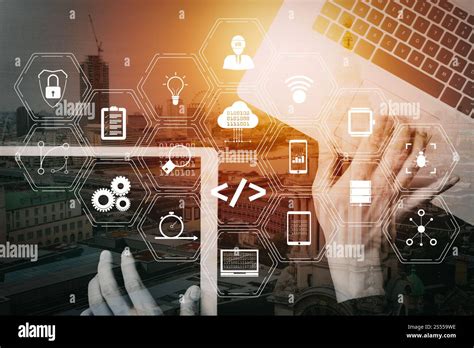 Coding Software Developer Work With Augmented Reality Dashboard