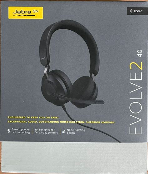 Jabra Evolve2 40 USB C UC Stereo Headset Audio Headphones Headsets On Carousell