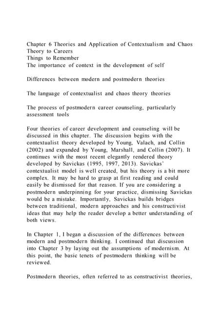 Chapter 6 Theories And Application Of Contextualism And Chaos Theo Docx Physics Science