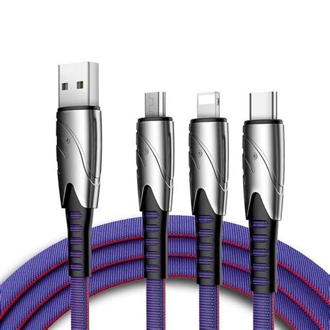 3 i 1 multilader 1 2 m for USB C mikro USB og lightning blå Elkjøp Elkjøp