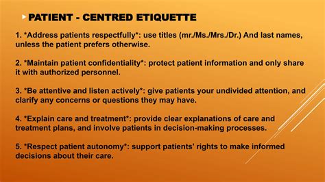 Basic Etiquette Guidelines For Staff Nurses Pptx