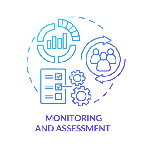 Monitoring And Assessment Blue Gradient Concept Icon Evaluate Progress Social Planning Stage