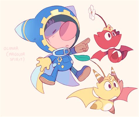 Olimar Red Pikmin Yellow Pikmin Magolor And Landia Super Smash Bros And More Drawn By