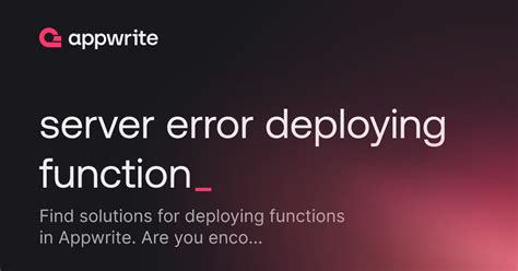 Server Error Deploying Function Threads Appwrite