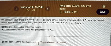 Solved A Determine The Position Of The Third Quartile A The