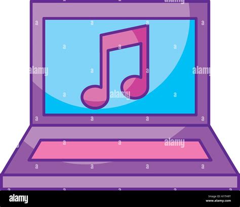 Laptop Computer With Music Note Isolated Icon Vector Illustration Design Stock Vector Image