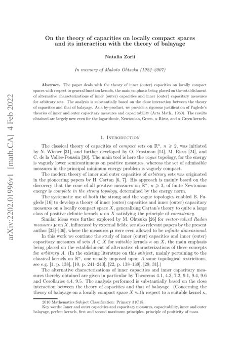 Pdf On The Theory Of Capacities On Locally Compact Spaces And Its Interaction With The Theory