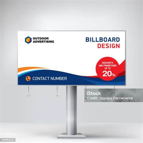 디자인 옥외 광고 사진 및 텍스트를 게시에 대 한 템플릿 광고 판 현대 비즈니스 개념입니다 Eps 10 형식에서 물결의 형태로 창작 배경 간판에 대한 스톡 벡터 아트 및