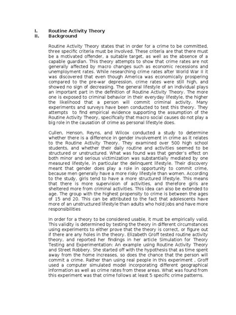 I Routine Activity Theory Ii Background Pdf Crime And Violence