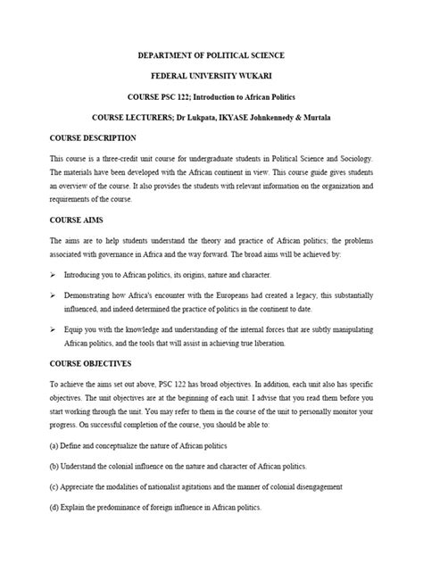 Psc 122 Course Outline Pdf