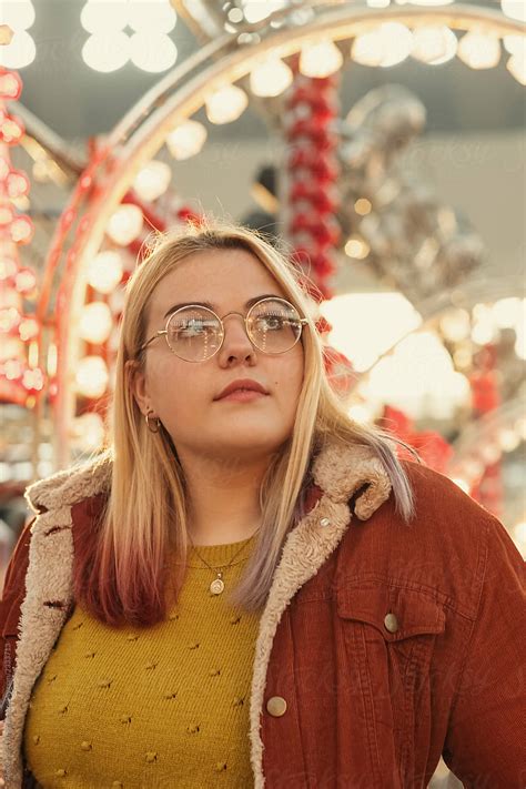 Blond Young Woman With Glasses Portrait By Stocksy Contributor