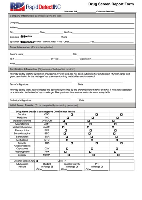 Template Printable Blank Drug Test Form Printable Forms Free Online