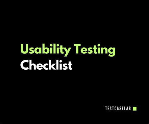 Usability Testing Checklist Testcaselab