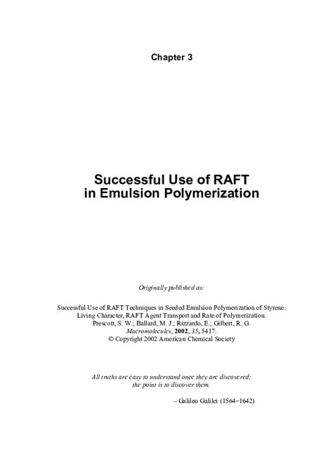 Pdf Successful Use Of Raft Techniques In Seeded Emulsion Polymerization Of Styrene Living