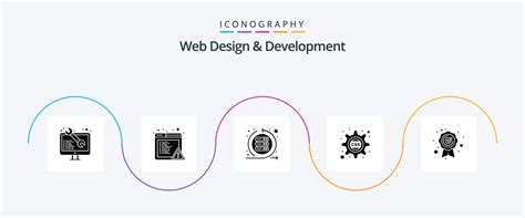 Web Design And Development Glyph 5 Icon Pack Including Best Quality Css Agile Cog Server
