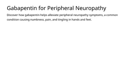 Gabapentin For Peripheral Neuropathy Medsis