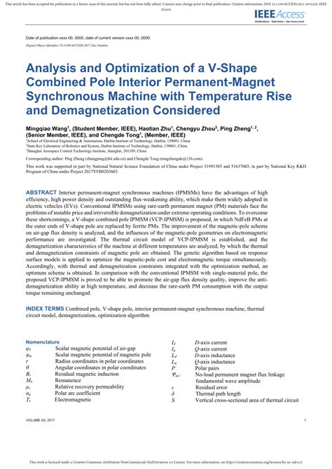 Pdf Analysis And Optimization Of A V Shape Combined Pole Interior