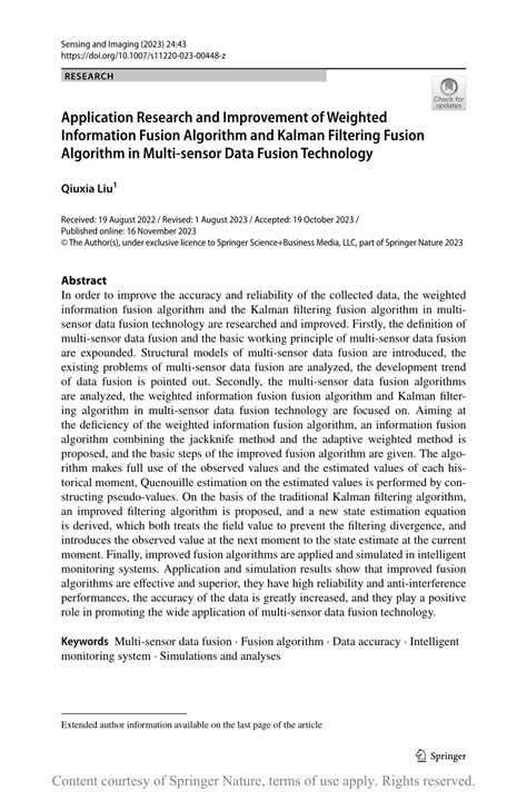 Application Research And Improvement Of Weighted Information Fusion Algorithm And Kalman