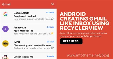 Android Creating Gmail Like Inbox Using RecyclerView Readers By InfoTheme