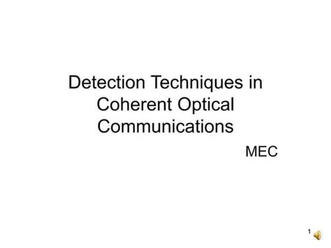 Optical Heterodyne Detection Ppt