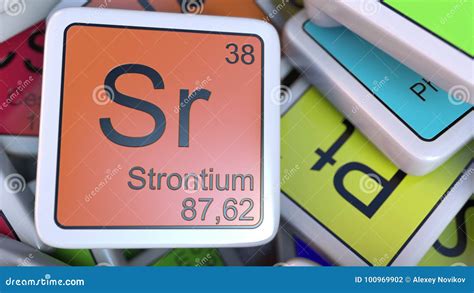 Strontium Sr Block On The Pile Of Periodic Table Of The Chemical Elements Blocks Chemistry