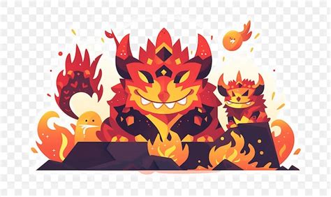 보물을 지키고 있는 키메라 캐릭터의 Psd 디자인은 격렬하고 2d 아이디어 게임 자산 플래트 아트 간단합니다 프리미엄 Psd 파일