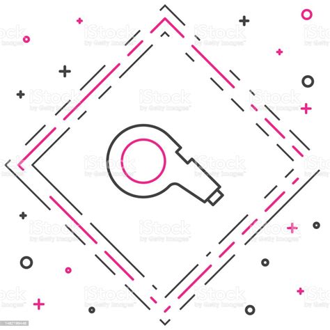 흰색 배경에 격리 된 라인 휘파람 아이콘 심판 기호 피트니스 및 스포츠 표지판 다채로운 개요 개념 벡터 3차원 형태에 대한 스톡 벡터 아트 및 기타 이미지 Istock