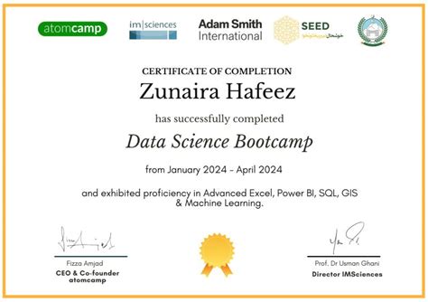 zunaira hafeez on linkedin datascience upskill atomcamp imsciences seed imsciences 10