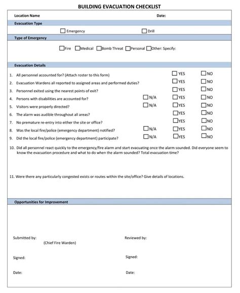 26 Free Printable Fire Evacuation Checklist Templates Sample Pdf Ms Word American Templates
