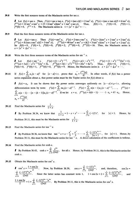 Solution Mg University Solved Problems In Calculus Chapter 39 Taylor And Maclaurin Series